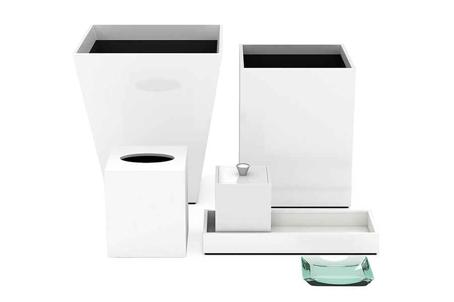 Quick Ship White Lacquer Bath Accessories | Via Motif