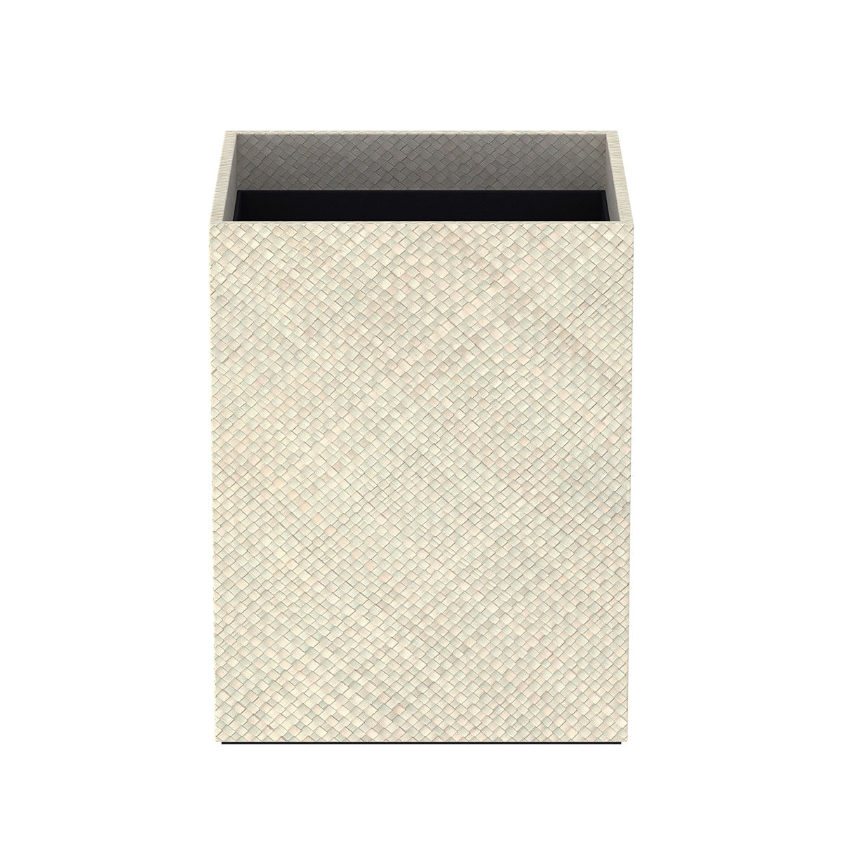 Natural Pandan w/Wood Trim Cube Wastebasket | Via Motif